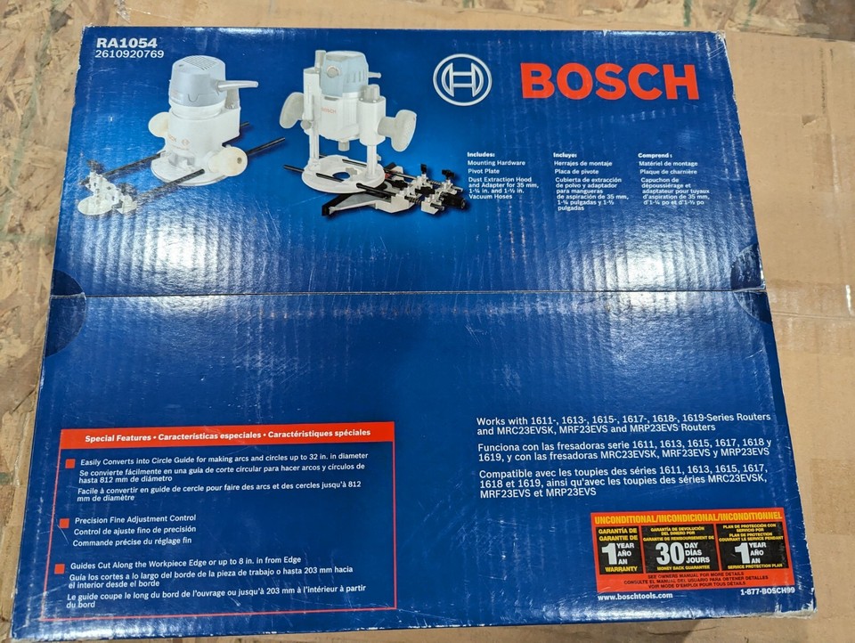 Bosch RA1054 Deluxe Router Edge Guide With Dust Extraction Hood Hose ...