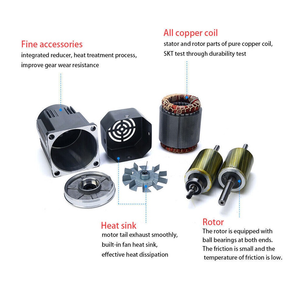 110V AC Gear Motor Electric + Variable Speed Controller 1:3 0-450 RPM ...