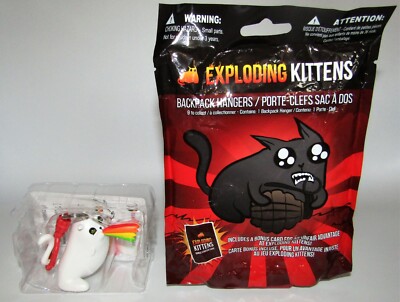 EXPLODING KITTENS BACKPACK HANGERS & BOUNS RANDOM CARD RAINBOW RALPHING ...