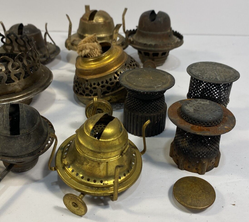 Lot of 12 Antique Kerosene Oil Lamp Burners lot Flame Spreaders Lamp Parts | eBay
