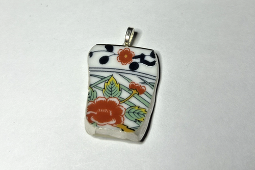 orange floral flowers broken china chinaware pendant jewelry | eBay