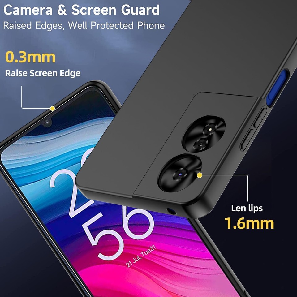 For TCL 505 Case, Slim Silicone Gel Phone Cover Shockproof Matte Black ...