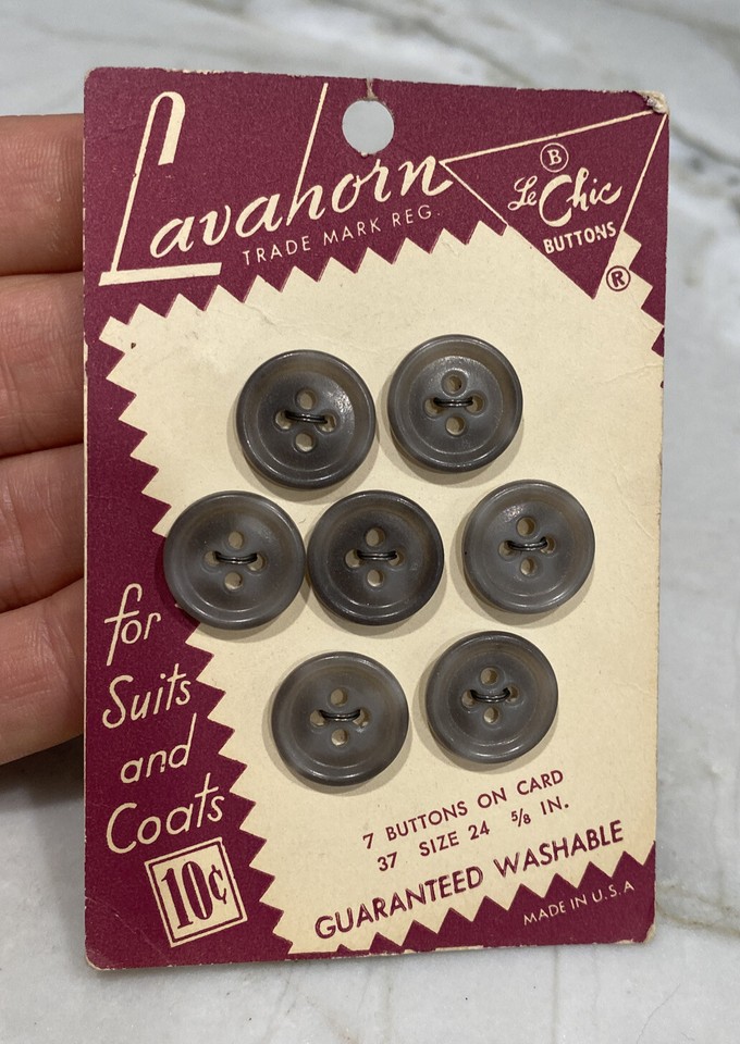 Vintage Buttons, Lavahorn Le Chic 7 buttons on original sales card Size ...
