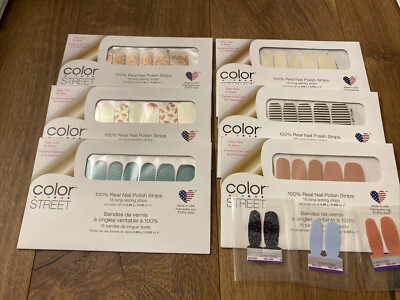 Color Street Lot Of 6 Sets Glitter Design Solid Nail Polish Strips and ...