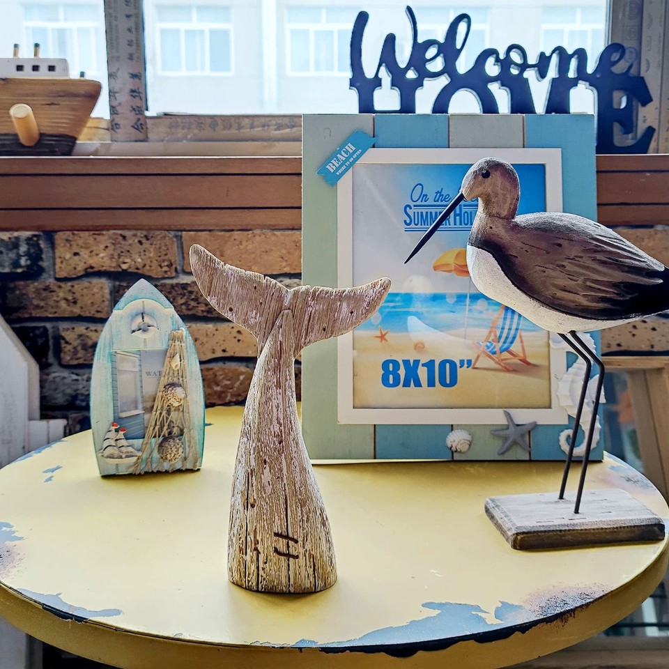 Wooden Whale Tail Decor Tabletop Nautical Decor Solid Wood Whales Tail ...