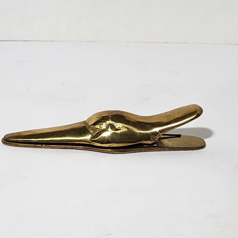 Vintage Brass Duck Paper Clip Paper Letter Weight Holder 5" Desk Decor ...