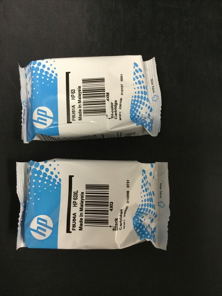 Genuine HP 63 XL Black & 63 Tri-Color Ink Catridges 2 Pack (Expires 12 ...