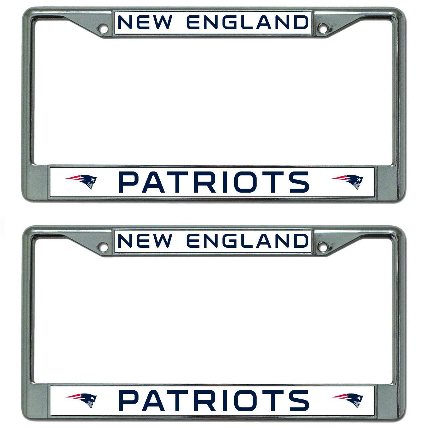 Football New England Patriots Metal Chrome Auto Tag License Plate Frame ...