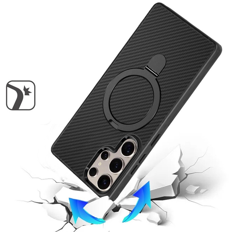For Galaxy S25 Ultra/S25+/S25 Case Carbon Fibre Design Magnetic Ring ...