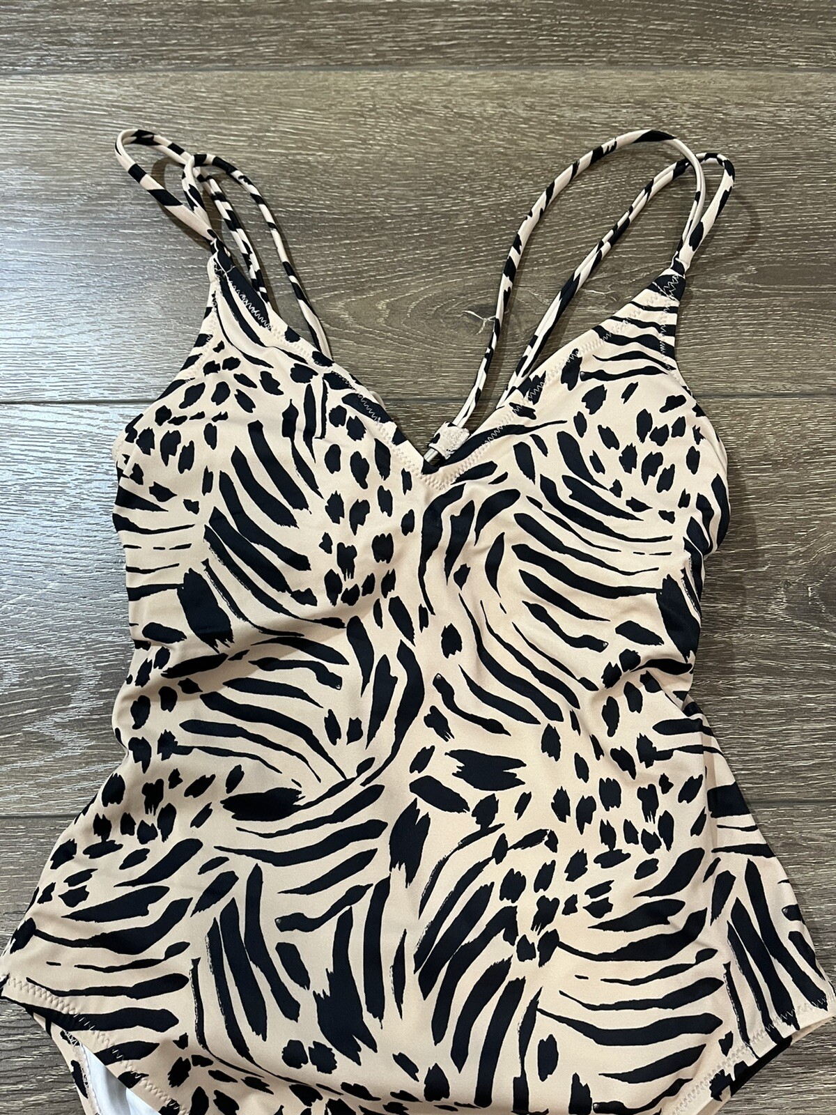 Shade & Shore Tie Back Monokini One Piece Swimsuit Animal print Small ...