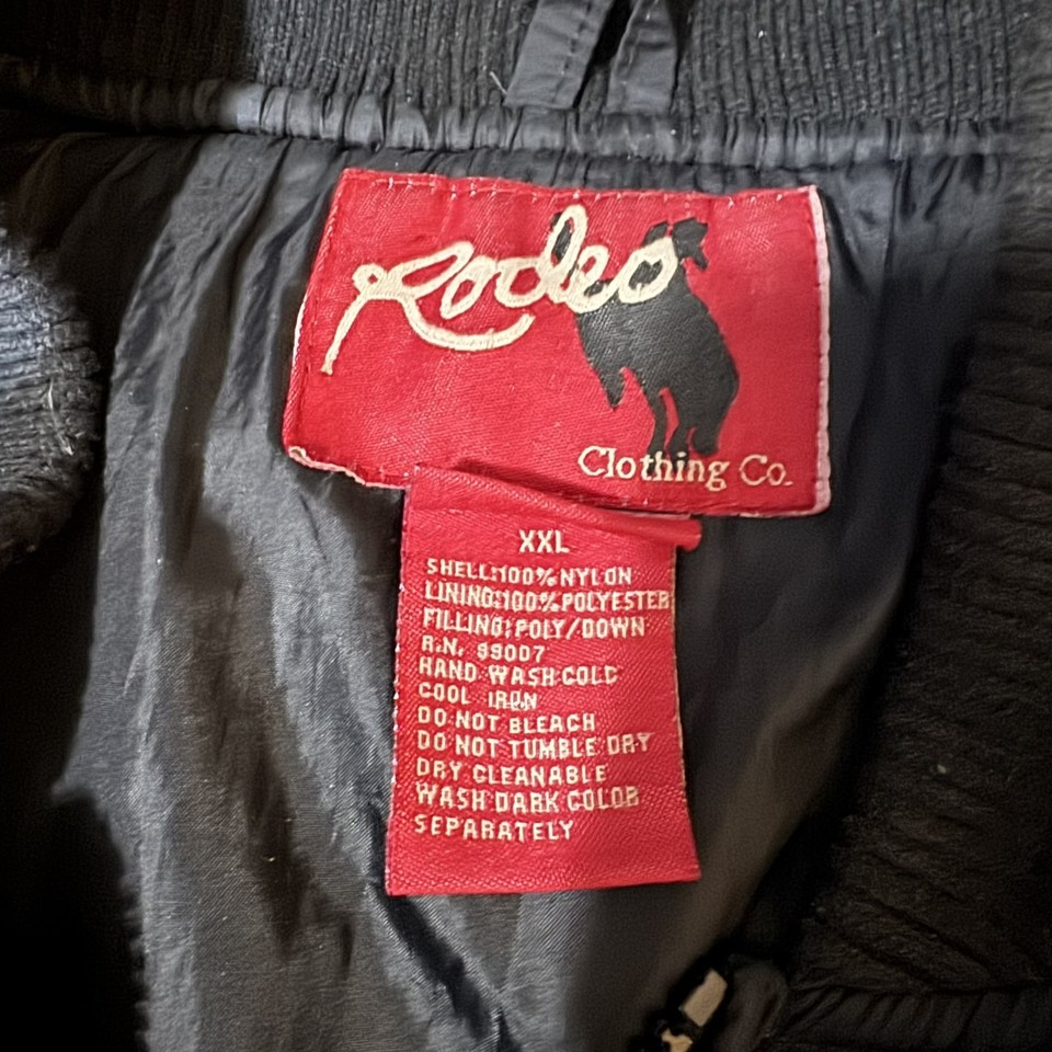 Rodeo Clothing Co. Jacket Men's XXL Black Puffer Bomber Nylon Poly Down ...