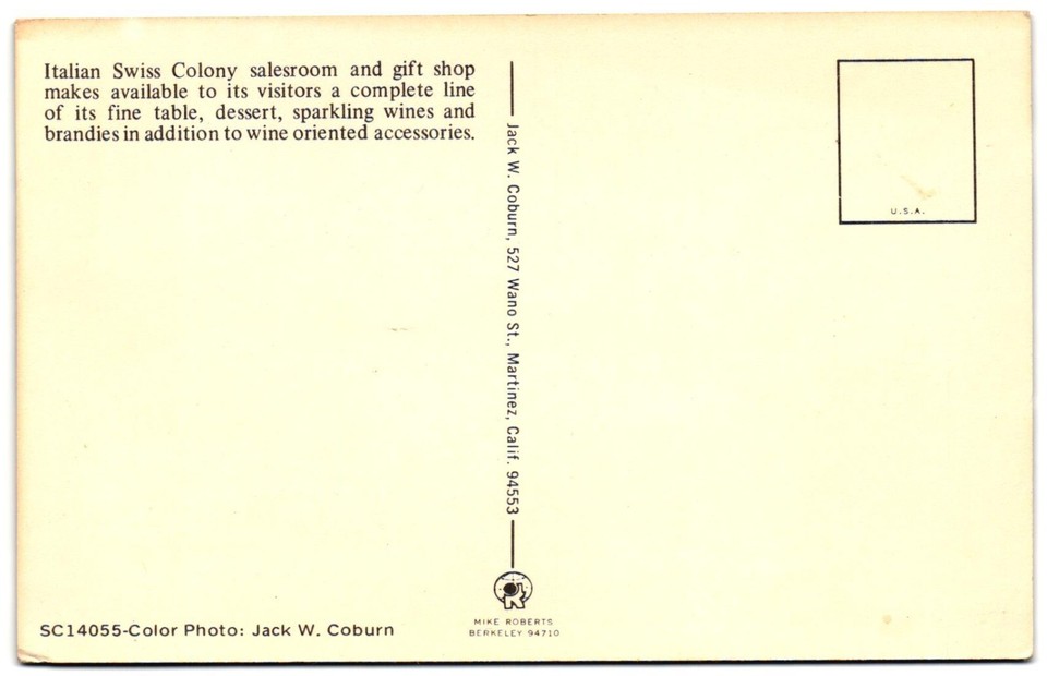 Vintage Italian Swiss Colony Winery Gift Shop 3.5x5.5 Postcard Unposted ...