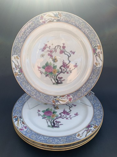 4 LENOX MING Dinner Plates~ EARLY BLACK MARK~ Birds Butterflies Cherry ...