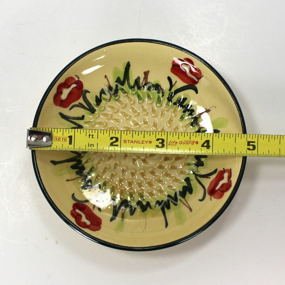 Vintage 1980 Hand Painted Ceramic Floral Grater Zester Plate Rupi Spain ...