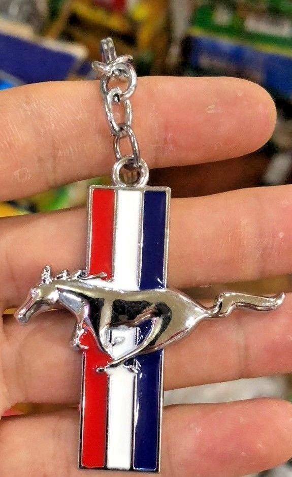 Ford Mustang Logo Silver Metal Keychain Key Chain Ring Roush ...