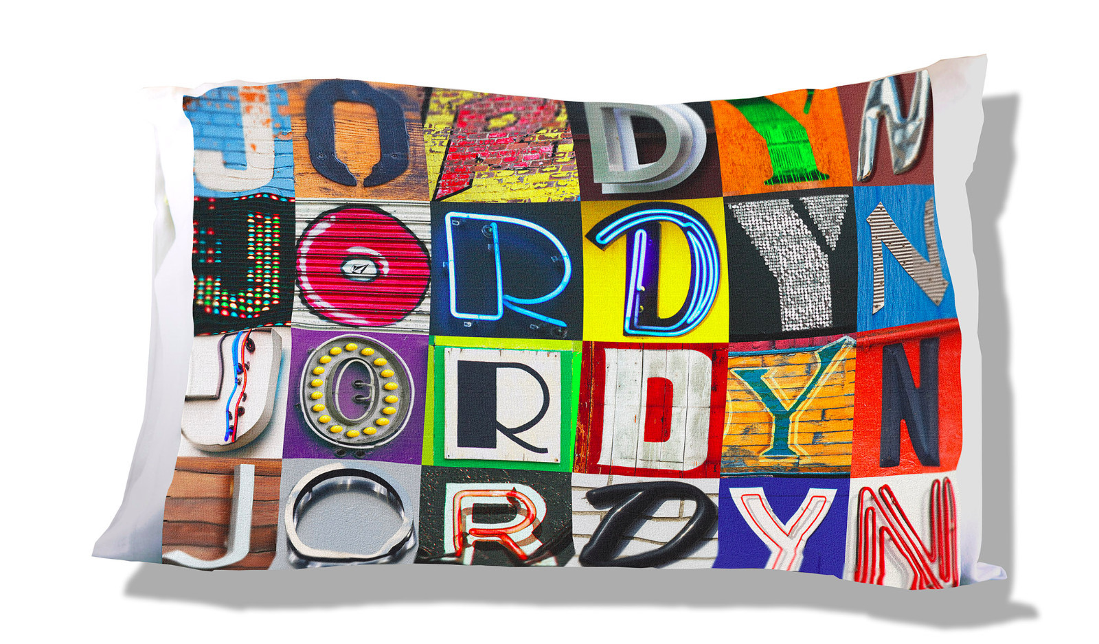 JORDYN Personalized Pillowcase featuring the name in photos of sign ...