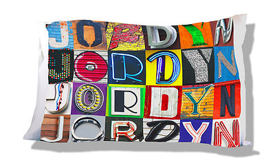 JORDYN Personalized Pillowcase featuring the name in photos of sign ...