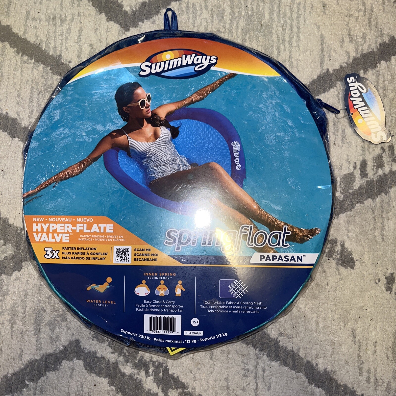 SwimWays Spring Float Papasan Pool Lounger with Hyper-Flate Valve ...