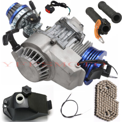 Racing Pull Start 2 Stroke Engine Motor & Tank &Chain 49cc Pocket Quad ...