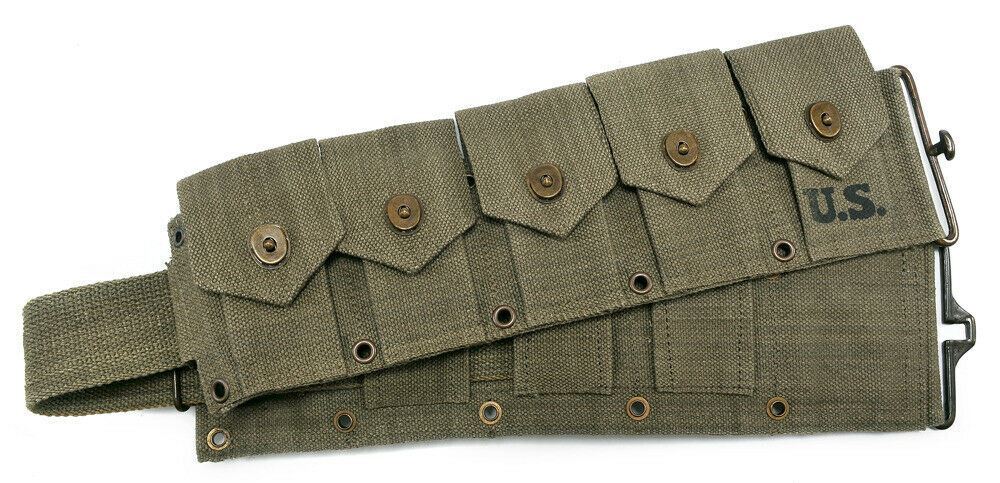 US M1 Garand M1923 Cartridge Belt Dark OD Marked JT&L 1944 will fit up ...