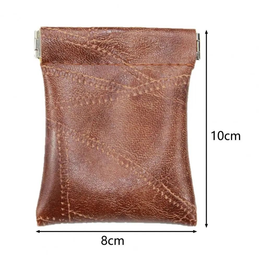 Self-closing Lipstick Bag Leather Coin Purse Practical Mini Wallet ...
