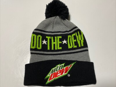 Mtn Dew "Do The Dew" Beanie Winter Knit Cap Black Grey Green Mountain ...