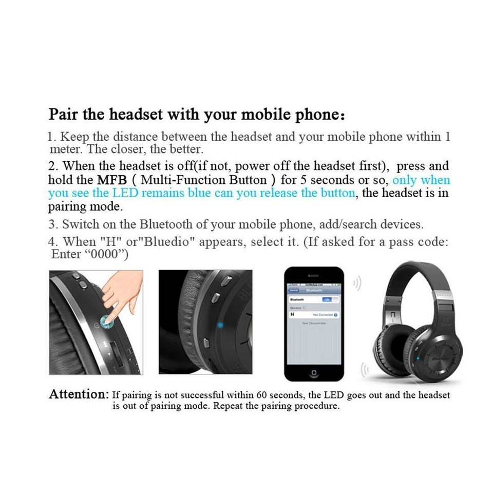 Bluedio HT Turbine Wireless Bluetooth 4.1 Stereo Headphones, Black ...