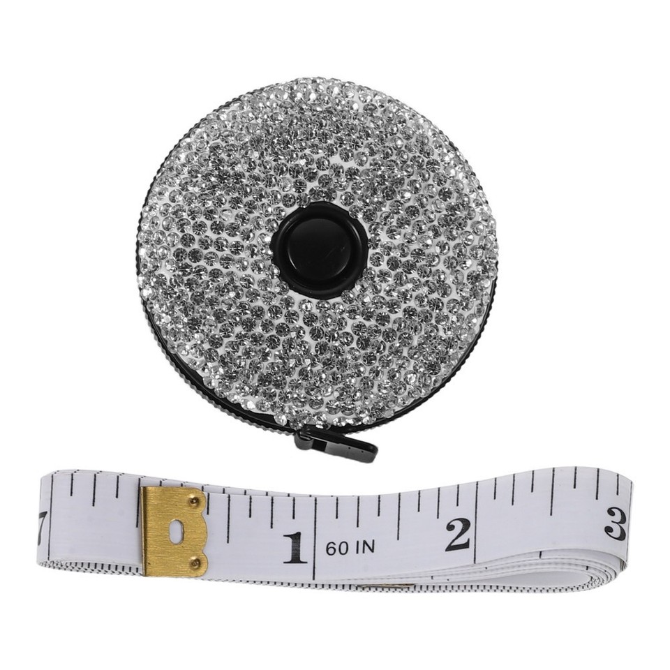 2PCS Rhinestone Tape Measure Retractable Measuring for Body Fabric ...