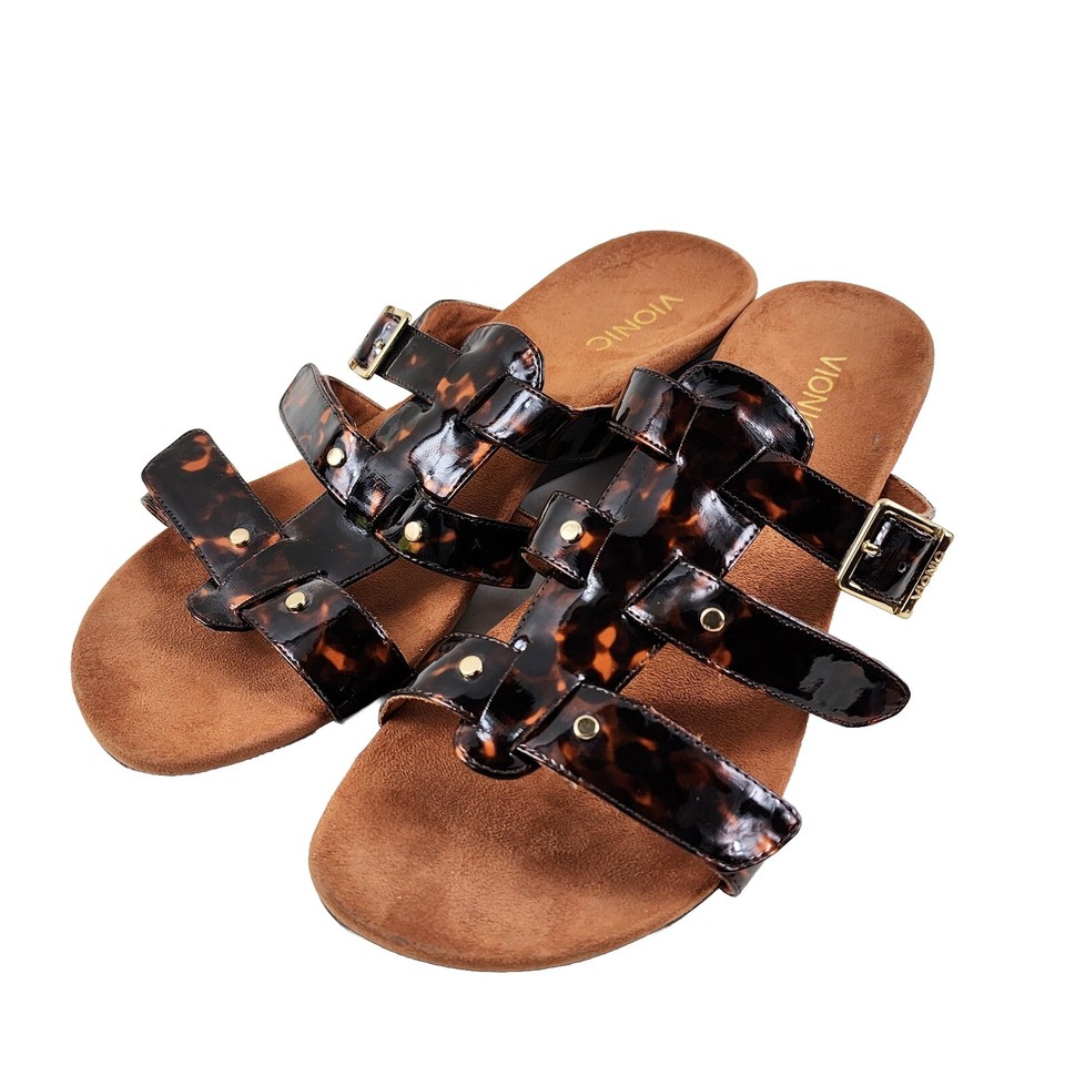 Vionic Radia Women's 12 US Wedge Sandals Adjustable Triple Strap Slides ...