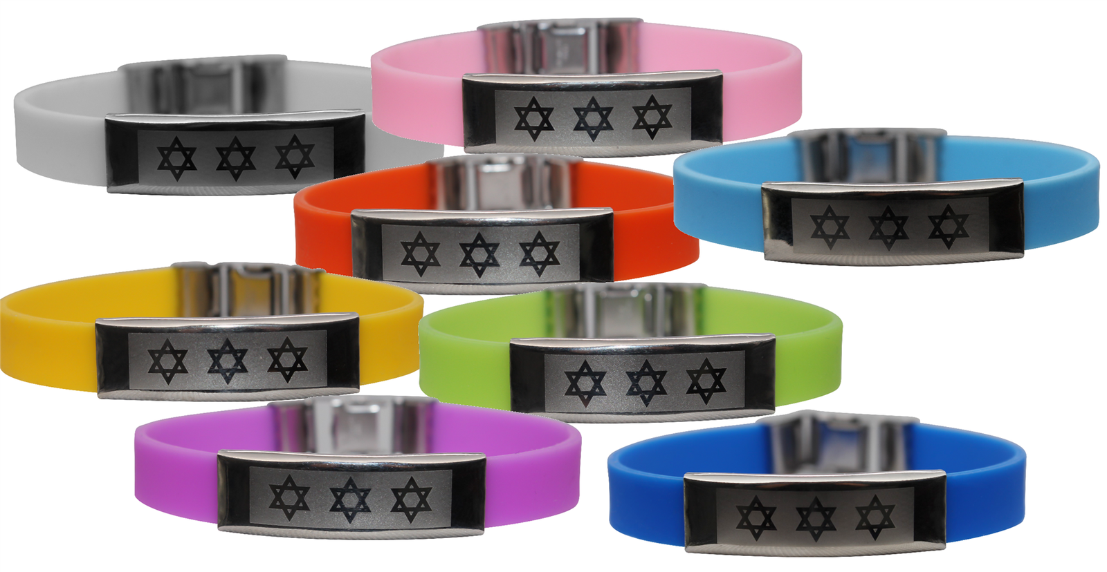 Mix Stars of David Metal Rubber Jewish silicone HolyLand Bracelet ...