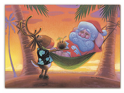Hawaiian Christmas 1 Card +Envelope Santa ReinDeer Holiday Hawaii ...
