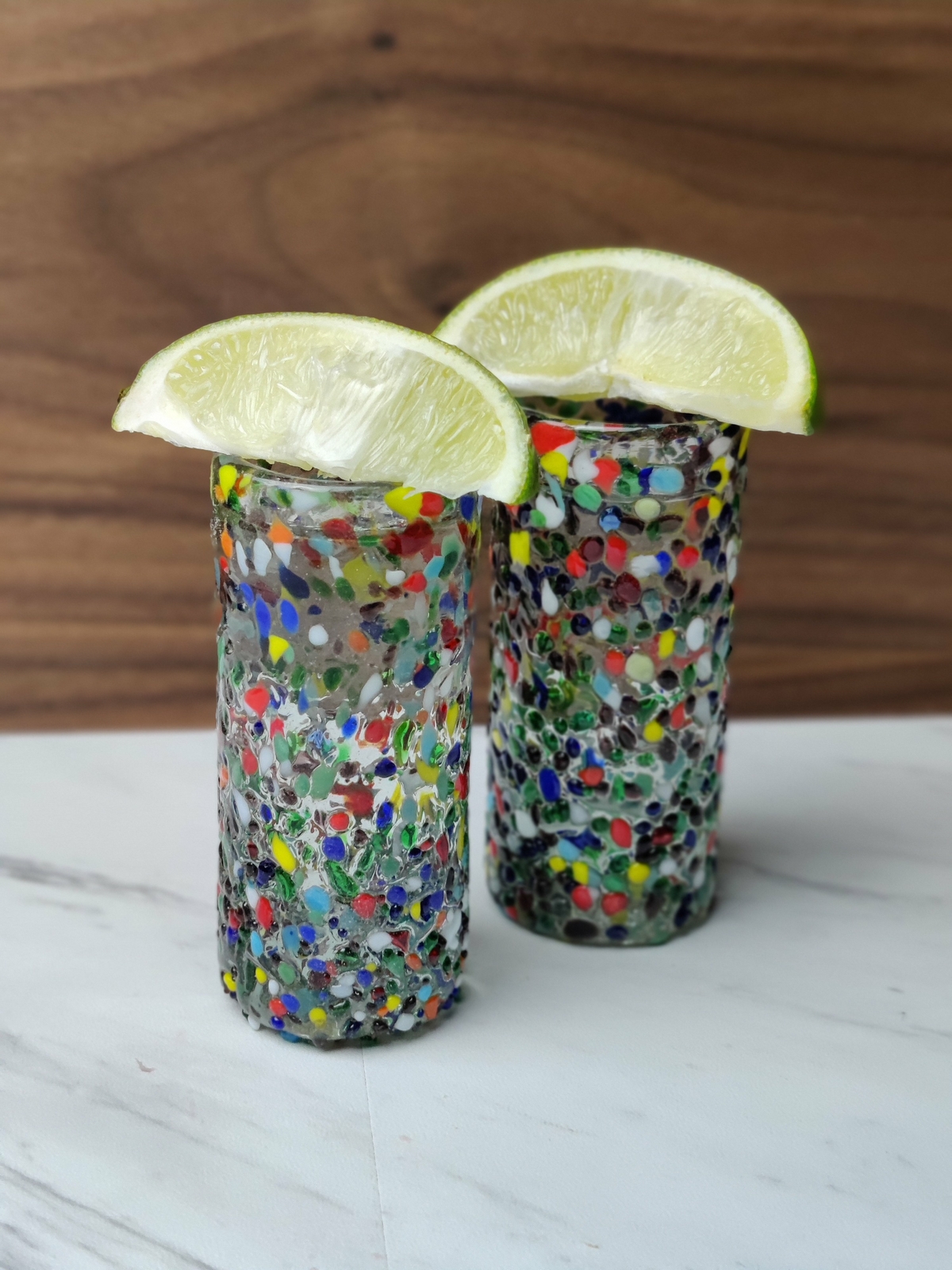 Hand Blown Mexican Tequila Glasses – Set of 6 Confetti Design Tequila ...
