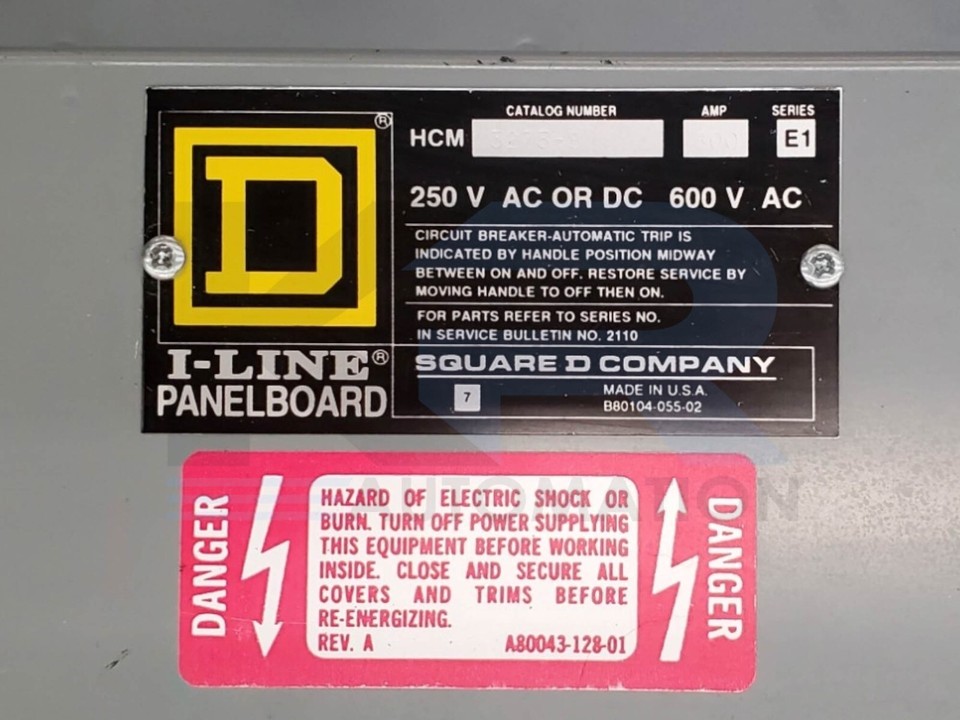 Square D HCM32738 /E1 I-LINE Panelboard Type 1 Enclosure 800A 600V ...