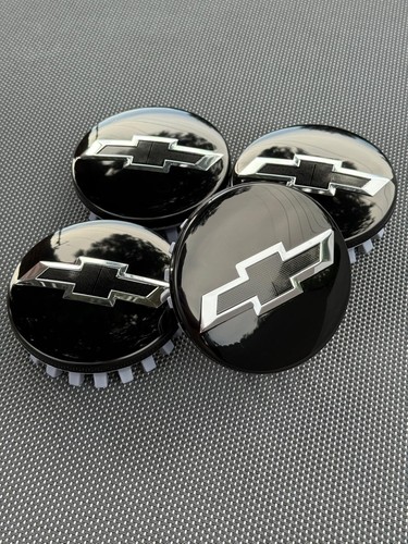 CHEVY BLACK 4X 83mm Wheel Center Caps SILVERADO, SUBURBAN, TAHOE ...