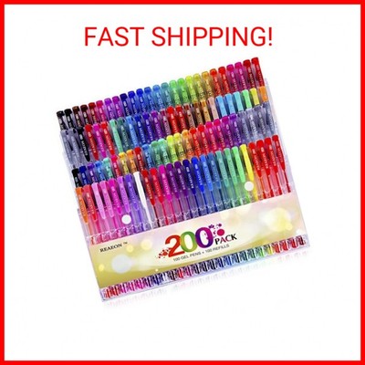 Gel Pens, Reaeon 200 Pack Pen with Case for Adult Coloring Books, 100 ...