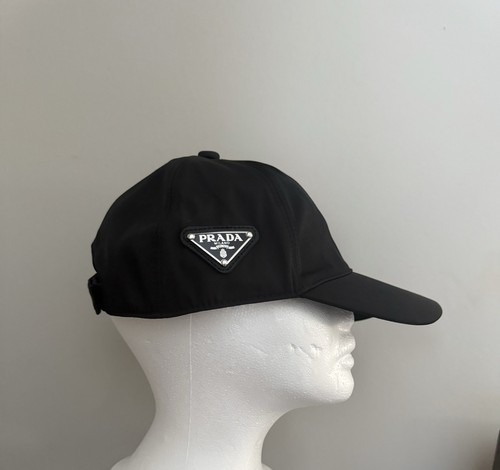 Prada Nylon Men Women Unisex Black Baseball Cap with Logo Patch size ...