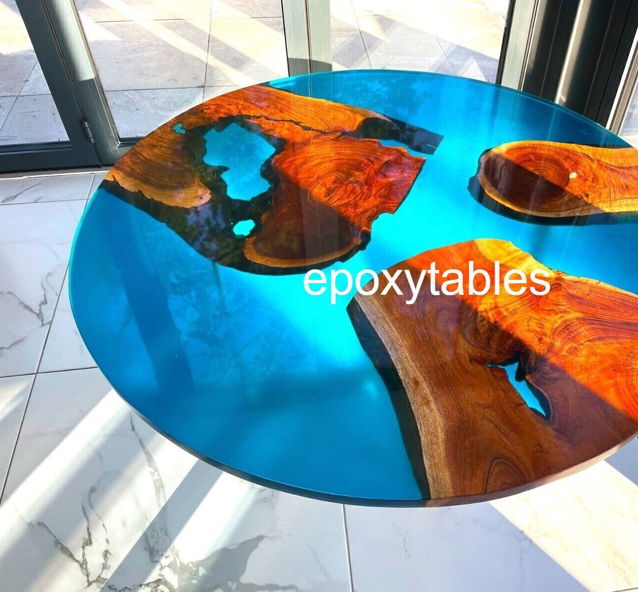 Blue Epoxy Resin Kitchen Slab Desk Modern Balcony Hotel Farmhouse ...