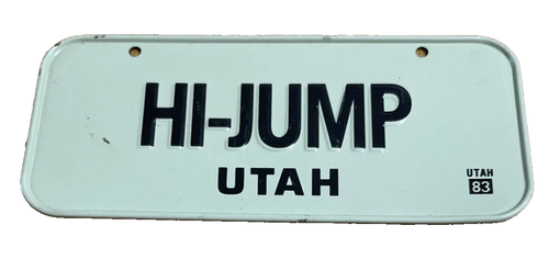 Cereal Bike Bicycle Mini Metal License Plate UTAH HI-JUMP 5" x 2" VTG ...