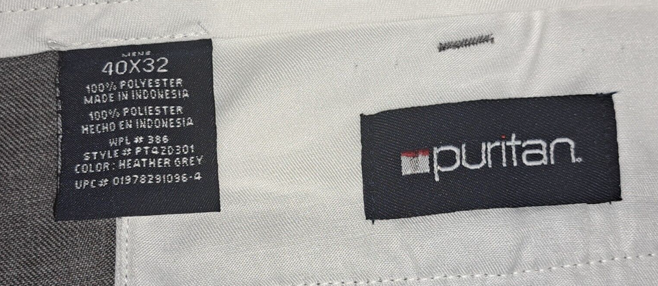 Puritan Easy Fit Expandable Waist Chino Pants Men's Size 40X32 Gray ...