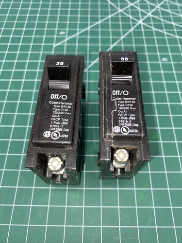 Lot of 2 BR130 Eaton Cutler Hammer Circuit Breakers 30 Amp 1 Pole Free ...