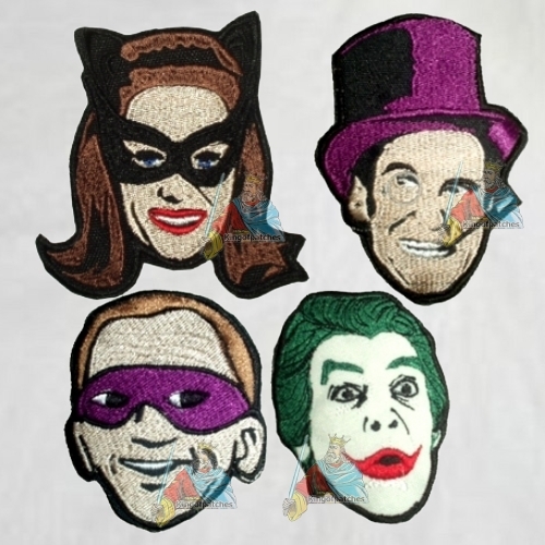 Batman Set 4 Embroidered Patches Villains 1966 Joker Penguin Catwoman ...