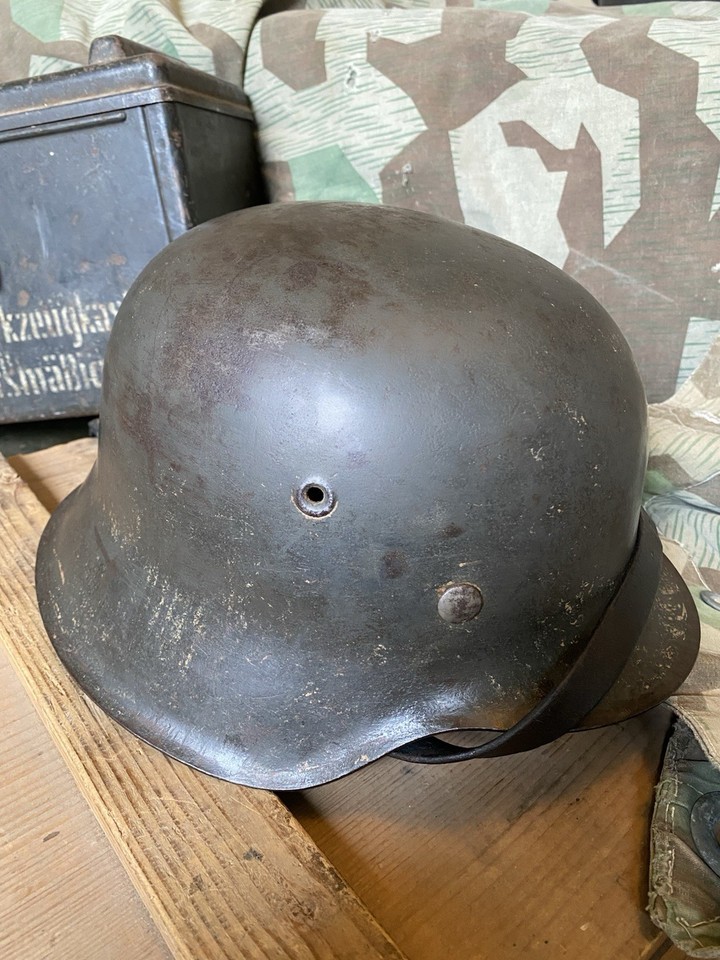 Casque allemand ww2 camo hiver M42 SD heer white wash nominative german ...