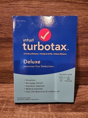 Turbotax Deluxe 2019 Federal Returns + Federal E-File and State Returns ...