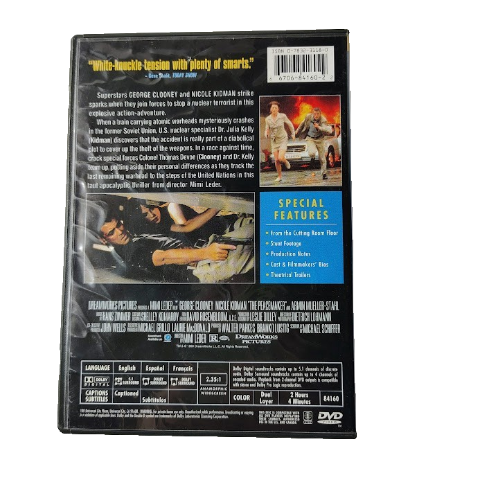 The Peacemaker DVD 1997 Movie George Clooney Nicole Kidman Thriller R ...