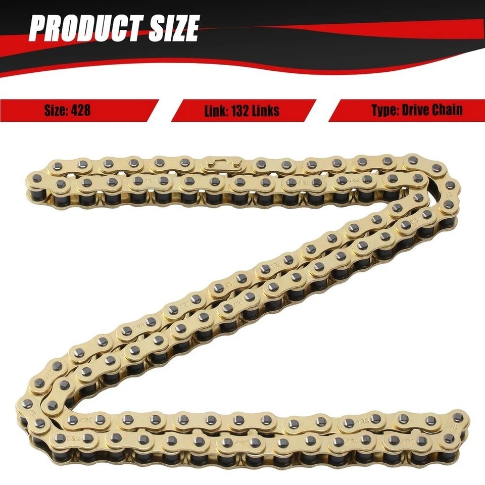 428 Motorcycle Chain 132 Link Gold with Chain Breaker for TTR125 TTR225 ...