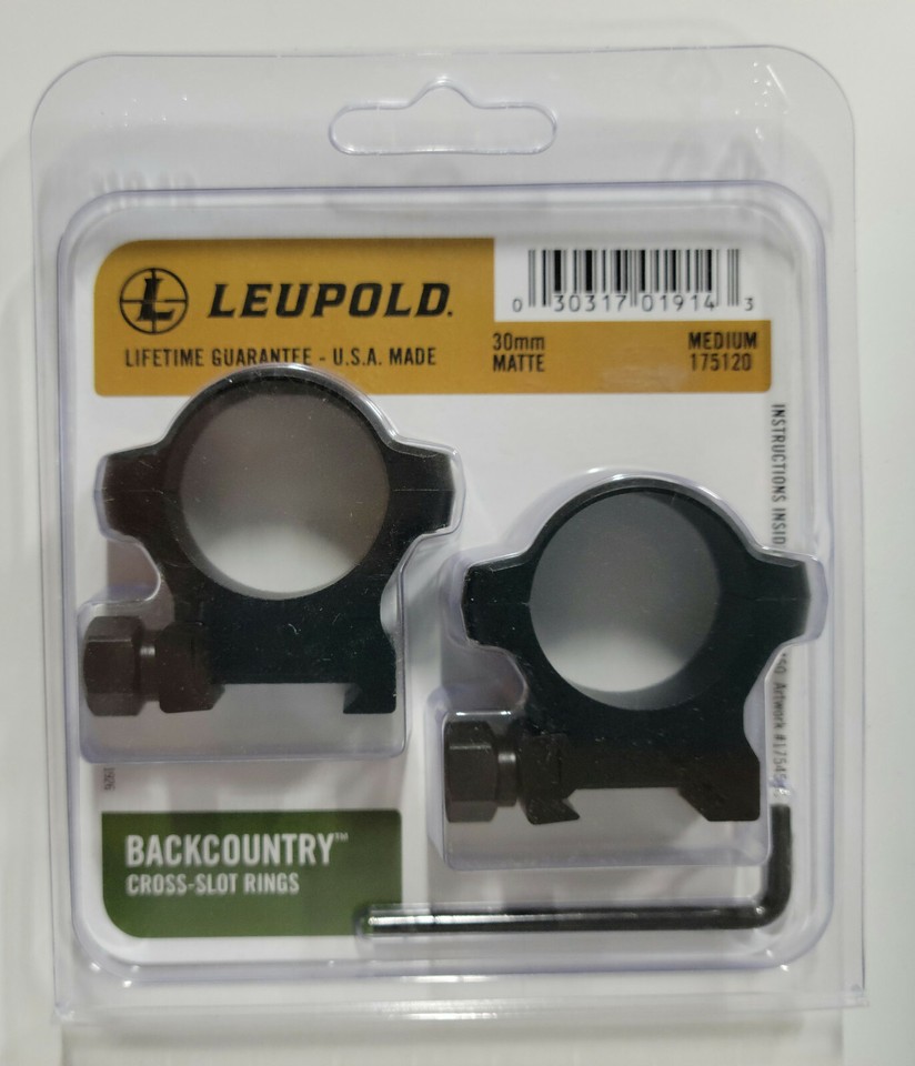 175120 LEUPOLD BACKCOUNTRY CROSS-SLOT 30MM MATTE MEDIUM SCOPE RINGS NEW ...