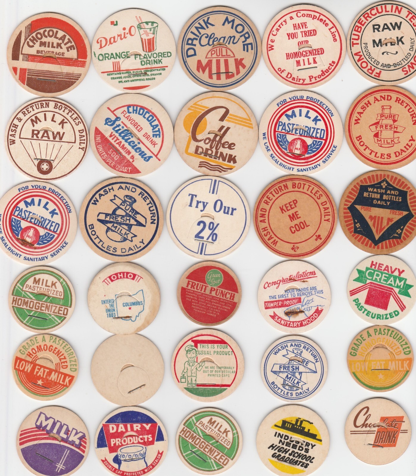 LOT OF 30 GENERIC MILK BOTTLE CAPS. #22 | eBay