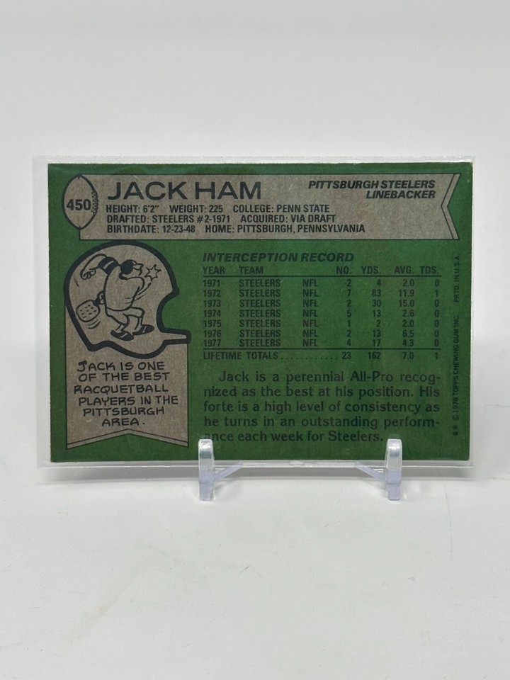 1978 Topps Football Jack Ham All-Pro Card #450 EX | eBay