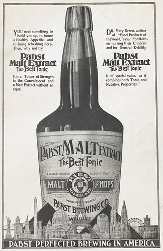 1898 PABST Malt Extract Vtg Pre-Pro Print Ad~GIANT Beer Bottle &Famous ...
