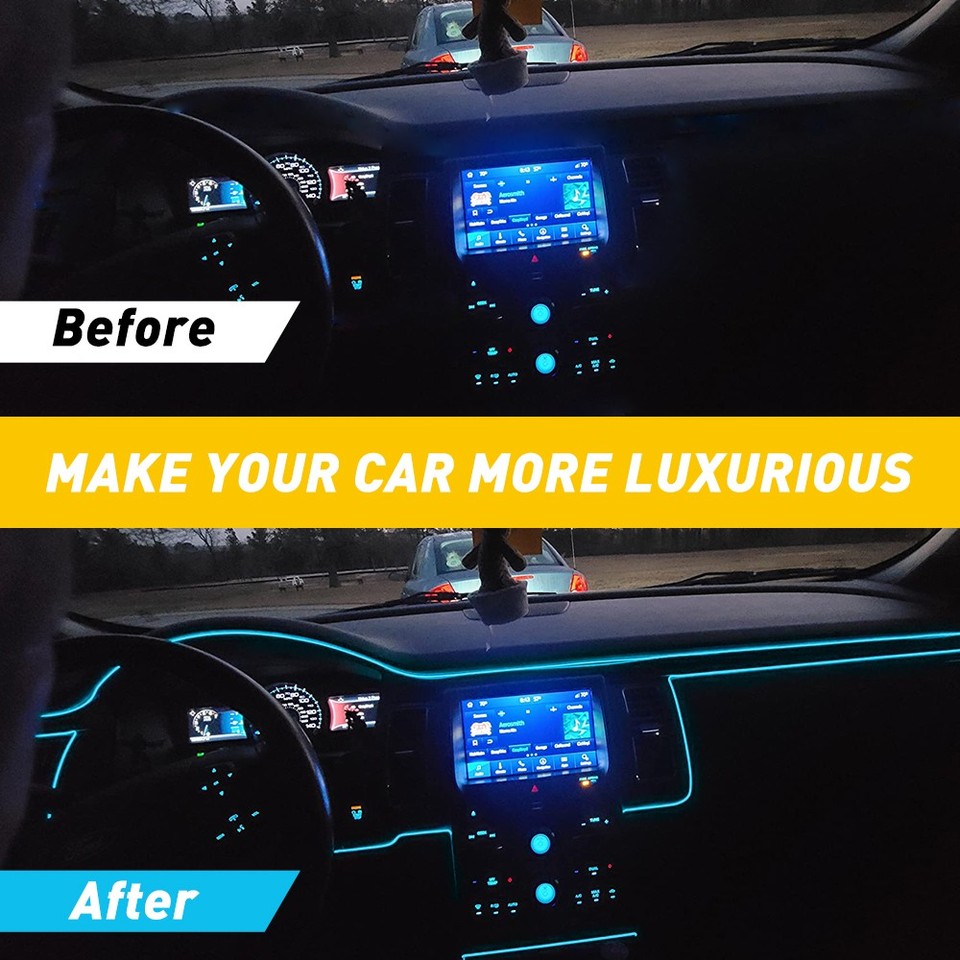 5m Ice LED Blue Car Interior Decorative Atmosphere Wire Strip Light ...